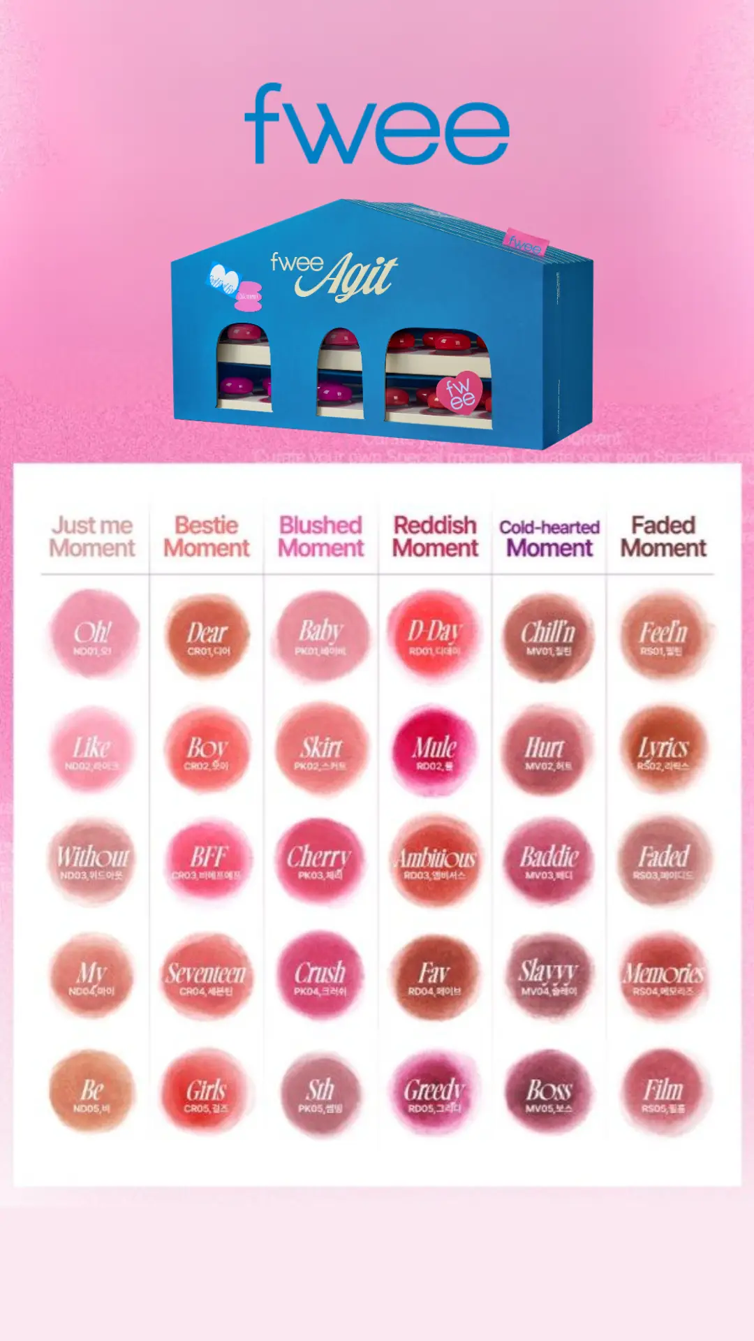 W Cosmetics X FWEE 30 shades of the Lip & Cheek Blurry Pudding Pot from ...